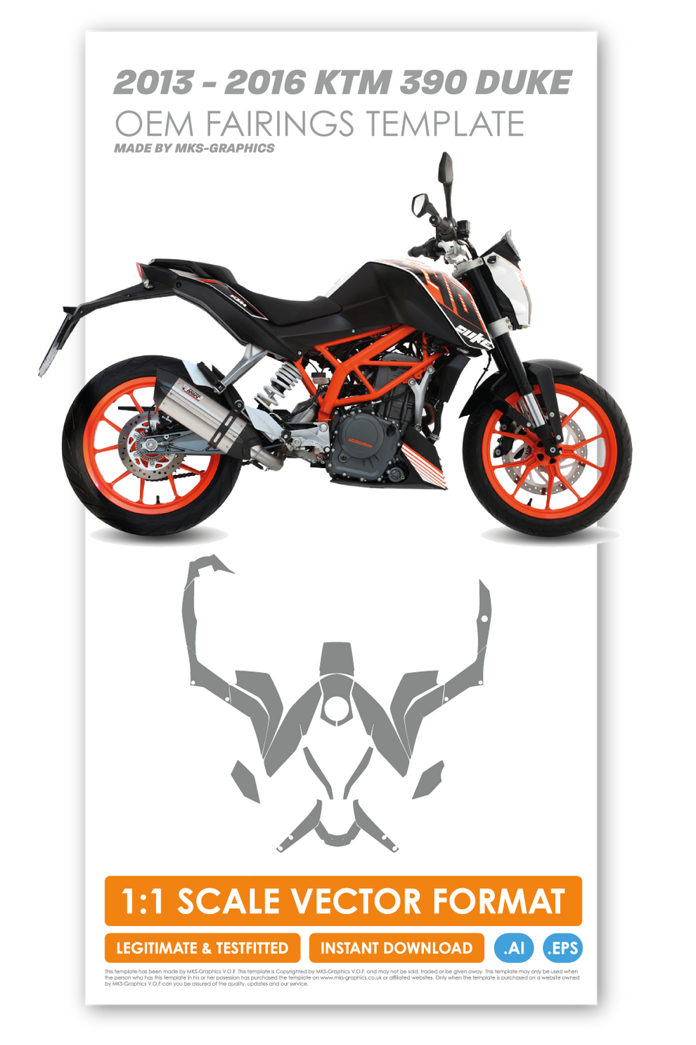 KTM 390 DUKE 2013 - 2014 - 2015 - 2016 TEMPLATE – MKS-Graphics