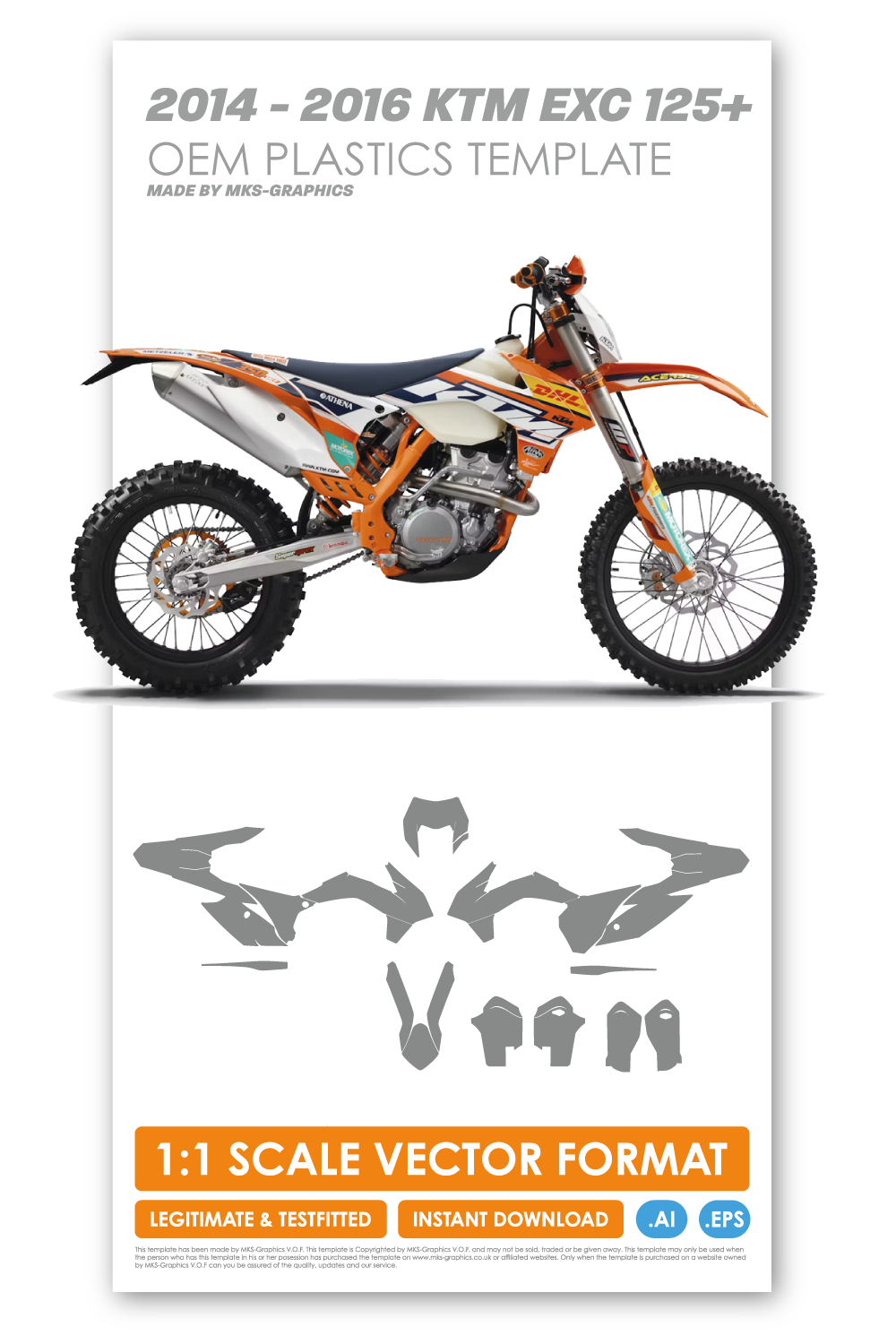 KTM EXC 125+ 2014, 2015 & 2016 TEMPLATE – MKS-Graphics