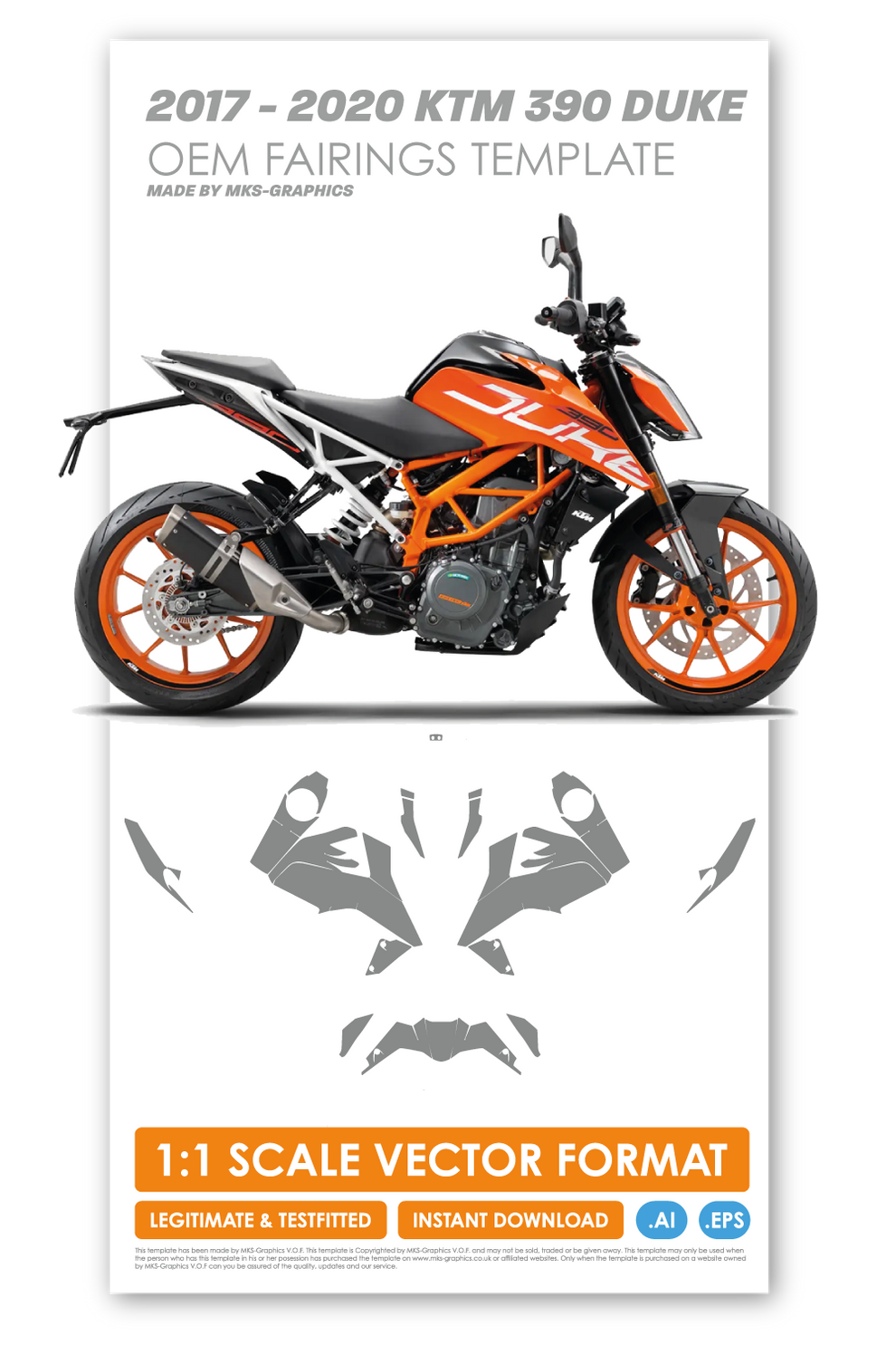 KTM 390 DUKE 2017 - 2018 - 2019 - 2020 TEMPLATE – MKS-Graphics