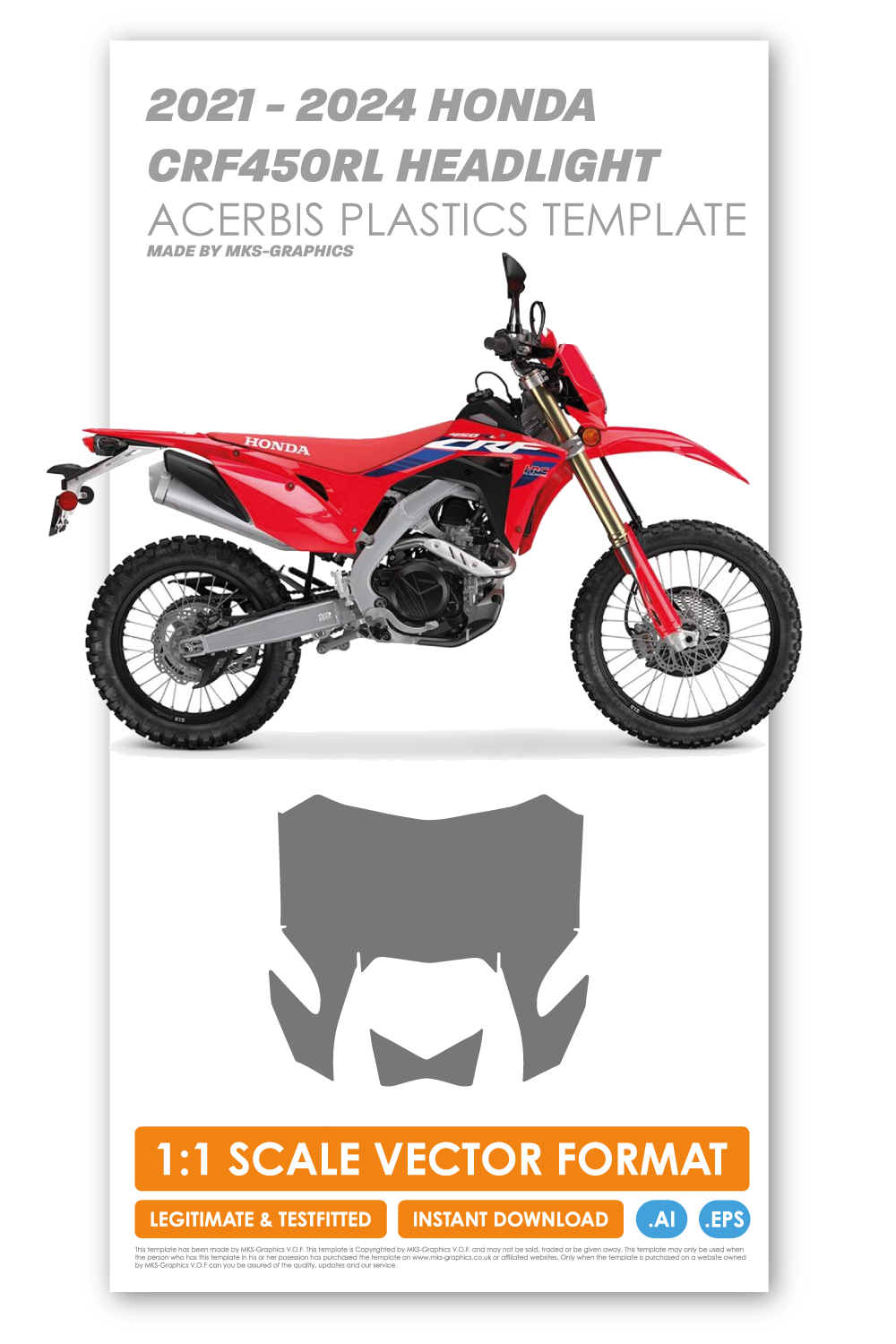 HONDA CRF450RL 2019-2024 HEADLIGHT TEMPLATE (ACERBIS PLASTICS) – MKS ...