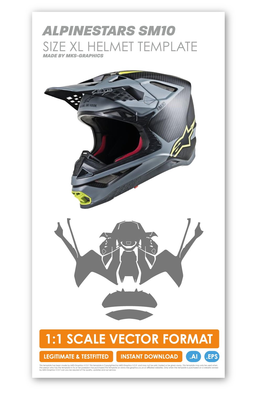ALPINESTARS SM10 SIZE XL HELMET TEMPLATE – MKS-Graphics