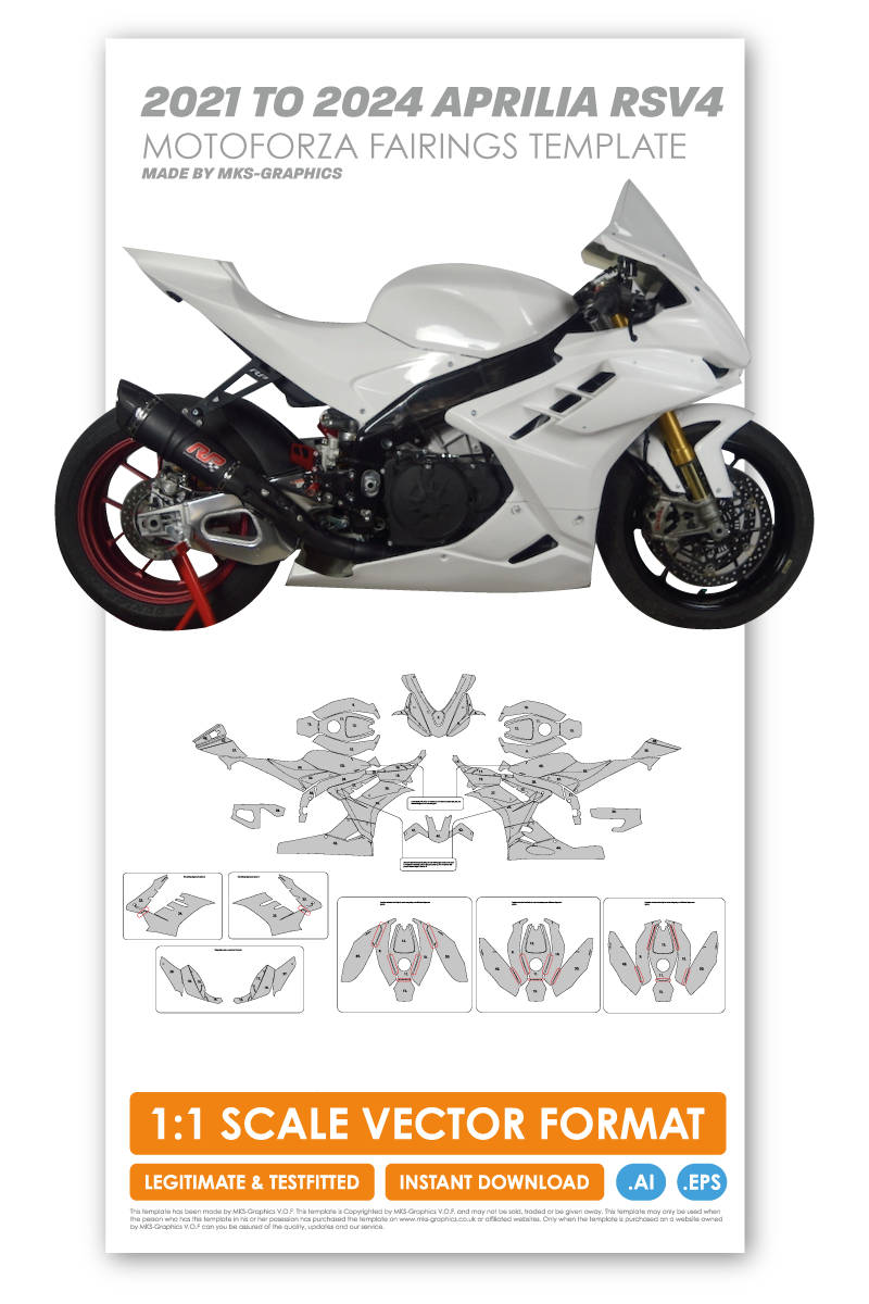 2021 , 2022, 2023 & 2024 APRILIA RSV4 MOTOFORZA RACING-FAIRINGS TEMPLA ...