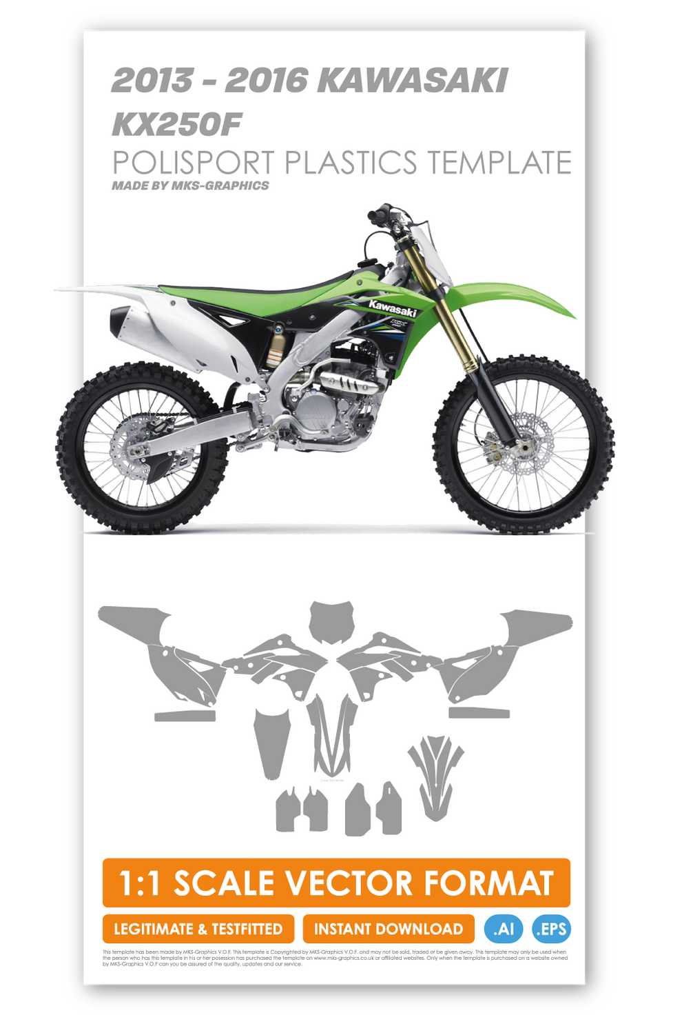 KAWASAKI KX250F 2013, 2014, 2015 & 2016 TEMPLATE – MKS-Graphics