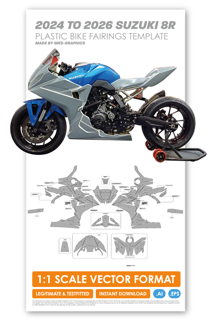 SUZUKI GSX-8R 2024 / 2025 / 2026 PLASTIC BIKE RACING-FAIRINGS TEMPLATE ...