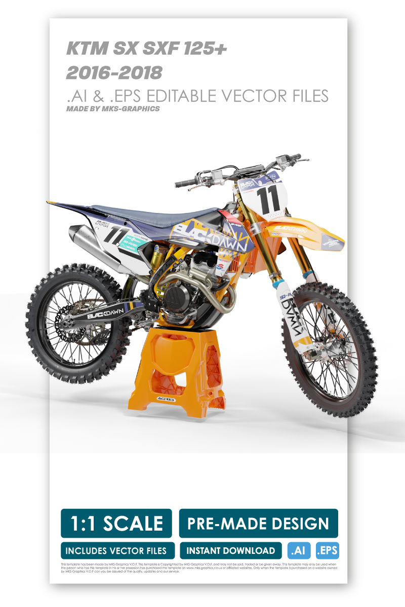 KTM - BLACK DAWN - PRE-MADE DESIGN (KTM - SX - SXF 2016 - 2017 - 2018 ...