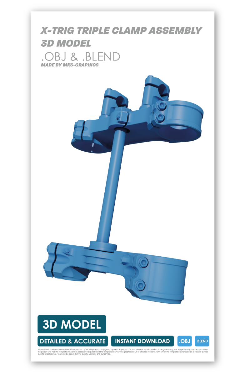 X-TRIG TRIPLE CLAMP ASSEMBLY 3D MODEL (.OBJ AND .BLEND) – MKS-Graphics