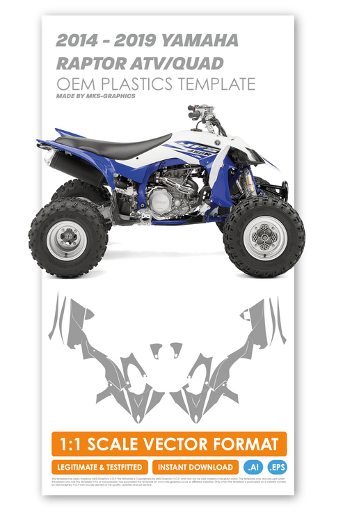 YAMAHA RAPTOR 450 ATV / QUAD 2014, 2015, 2016, 2017, 2018 & 2019 TEMPL ...
