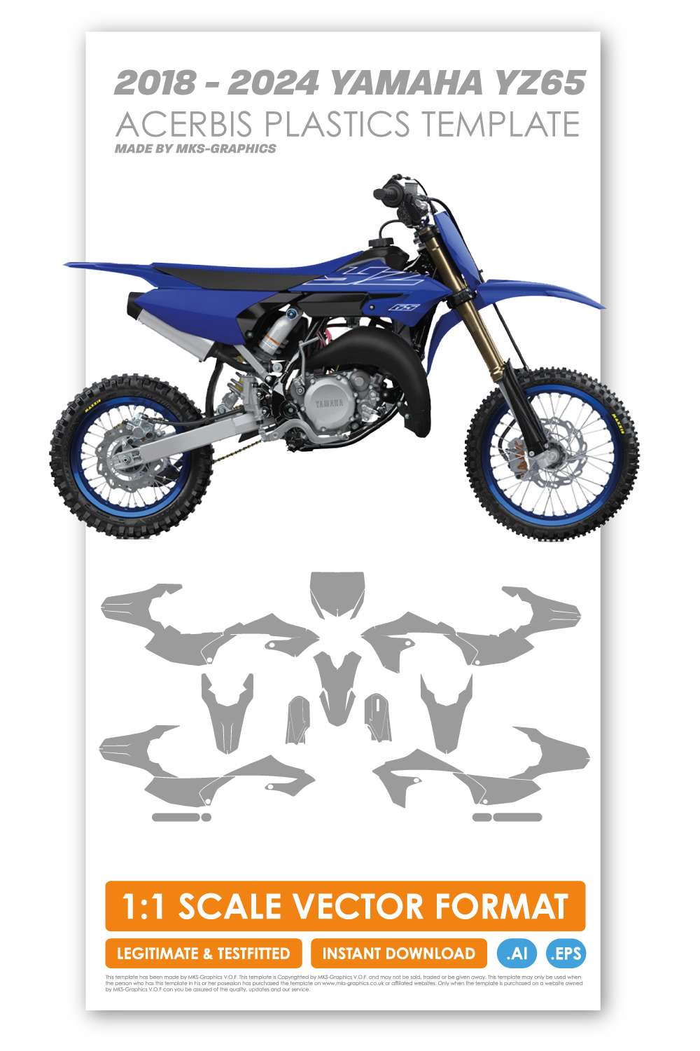 YAMAHA YZ65 2018 - 2019 - 2020 - 2021 - 2022 - 2023 - 2024 TEMPLATE ...